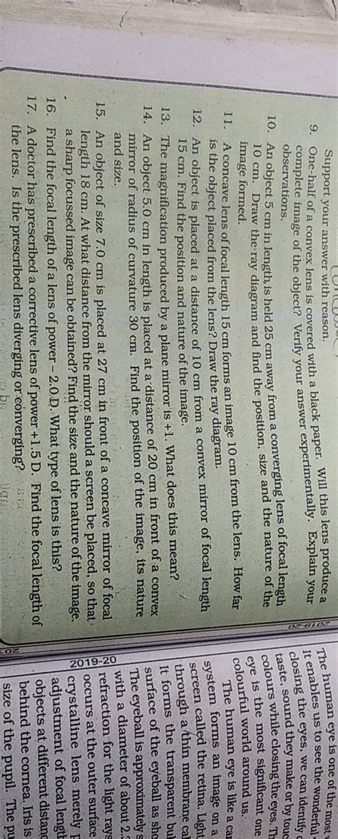 Complete Image Of The Object Verify Your Answer Experimentally Explain