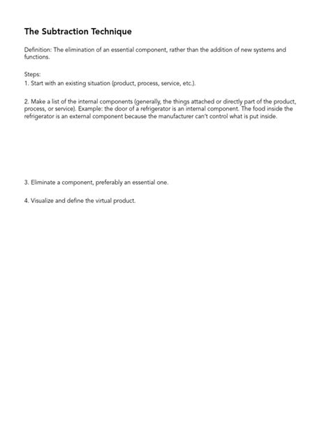 The Subtraction Technique Pdf