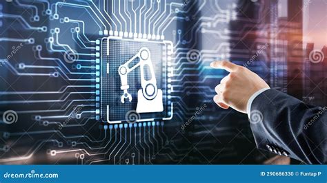 Man Clicking On A Virtual Screen Automation Software Innovation