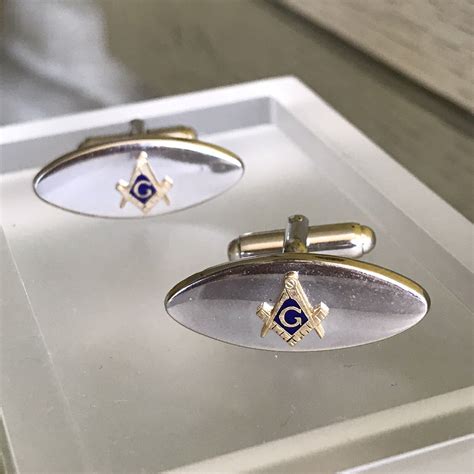 Anson Masonic Compass Two Tone Silver Gold Oval Oblon Gem