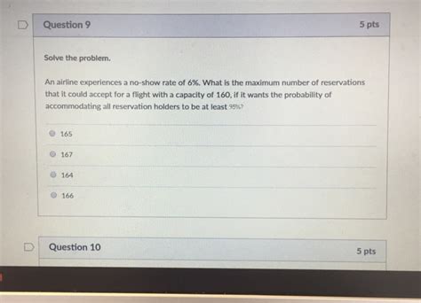 Solved D Question 9 5 Pts Solve The Problem An Airline
