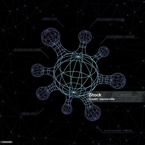 공상 과학 소설 분자 모양 인터페이스 화면 미래 Hud 환상적인 우주선 바이러스 박테리아 미생물 구조 원자 형태 및 기호 유전학 그림 어두운 배경 벽지 검은 색과 네온 빛