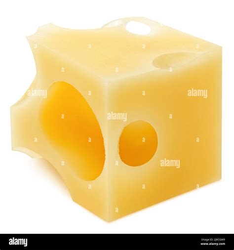 Cheese Cube Isolated On White Background Clipping Path Full Depth Of