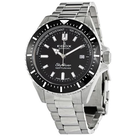 Edox Skydiver Neptunian Automatic Black Dial Mens Watch 80120 3nm Nin