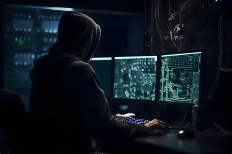 Hacker In Hood Stealing Data From Server Room Cybercrime Concep Berca Hardayaperkasa