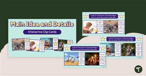 Main Idea And Details Interactive Clip Cards Teach Starter Clip
