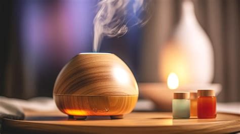 Premium Ai Image Spa Composition With Aroma Oil Diffuser Lamp On A Blurred Background