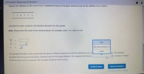 Solved 04 Practice Measures Of Variation The Bem Sex Pole Chegg Com