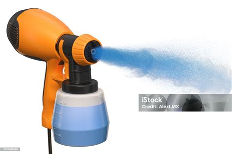 전기 페인트 스프레이 작업 흰색 배경에 고립 된 3 차원 렌더링 3차원 형태에 대한 스톡 사진 및 기타 이미지 3차원 형태