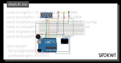 Sensor Jarak Indikator Buzzer Dan Led Wokwi ESP32 STM32 Arduino