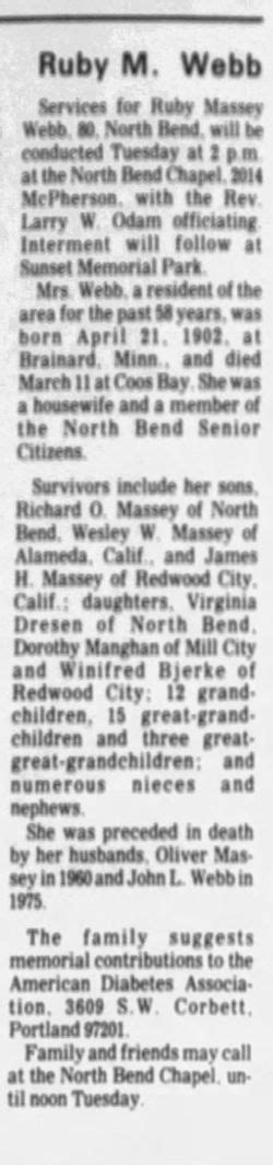 Ruby Hart Massey Webb 1902 1983 Mémorial Find A Grave