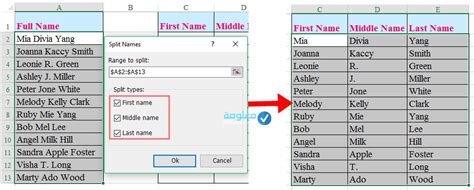 طريقة فصل الاسم الأول والأخير في Excel معلومة