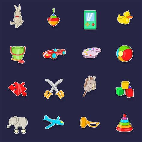 Premium Vector Toys Icons Set Vector Sticker