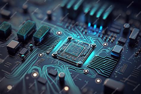 Premium Photo Closeup Of Electronic Circuit Board With Chip Hitech Technology Background