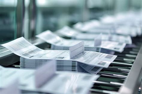 A Series Of Paper Invoices Transitioning Into Digital Invoices Generated By AI Stock