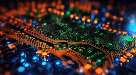Premium AI Image Futuristic Circuitry Printed Circuit Board In A HighTech Server
