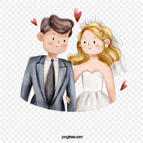 손으로 그린 귀여운 커플 일러스트 요소 신입 웨딩 결혼하다 Png 일러스트 및 Psd 이미지 무료 다운로드 Pngtree