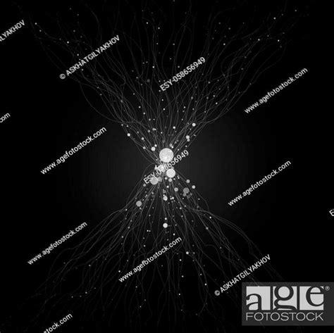 Big Data Visualization Lines With A Cluster Of Dots In The Center Stock Vector Vector And Low