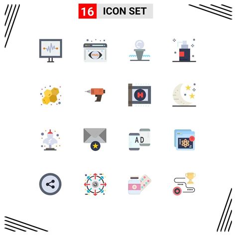 Set Of 16 Modern Ui Icons Symbols Signs For Science Atom Court Room Gel Editable Pack Of