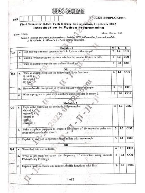 Python Previous Year Qp Pdf