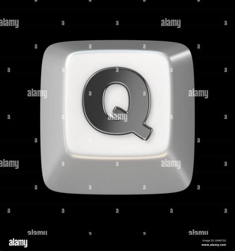 Computer Keyboard Key Font Letter Q 3d Render Illustration Isolated On Black Background Stock
