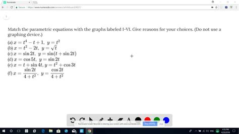 solved match the parametric equations with the graphs labeled i vi