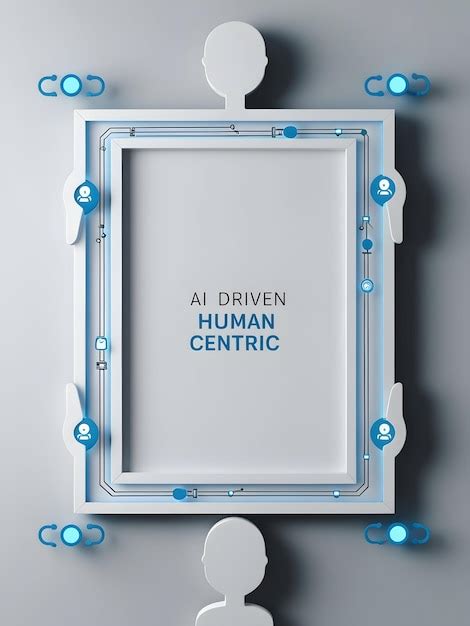 3d ai driven human centric frame concept as a border frame with human silhouette and digital