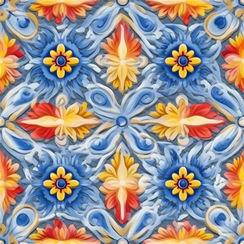 Premium Ai Image A Close Up Of A Colorful Tile With Flowers And
