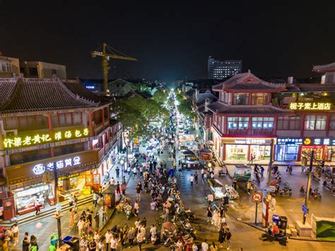 河南开封步行街人流航拍摄影图图片 包图网企业站
