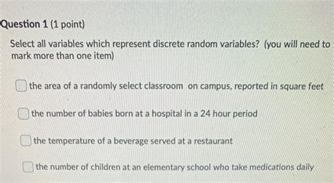 Solved Question 1 1 Point Select All Variables Which Chegg