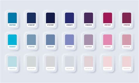 16 진수가있는 파란색 색상 표 프리미엄 벡터