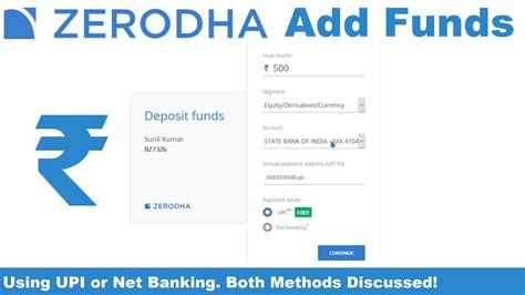 Zerodha Add Funds UPI And Net Banking Both Methods Discussed How To Add Money In Zerodha
