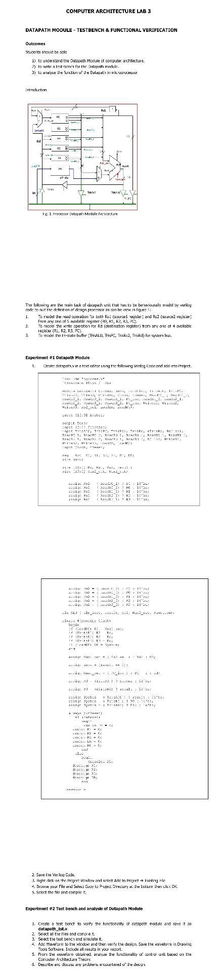 Solved Datapath Module Testbench And Functional
