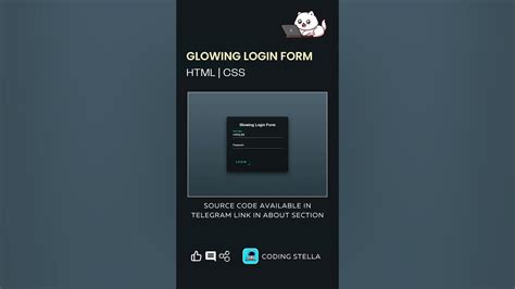 Glowing Login Form Html Css 🚀🌟 Shorts Html Css Youtube