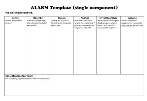 ALARM Matrix Templates S P A C E