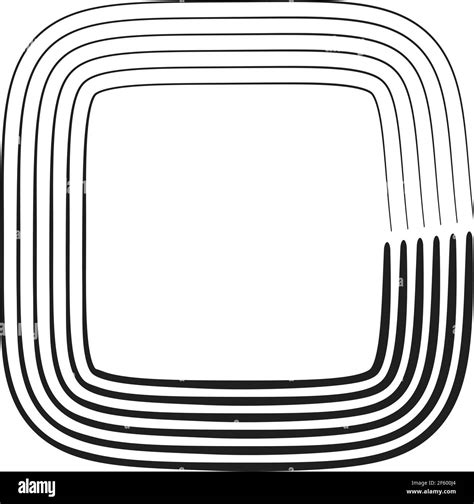 Concentric Square Element Square With Drawn Lines Vector Illustration