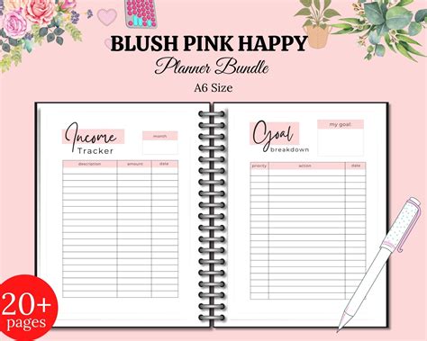 20 Blush Pink Planner Templates Productivity Planner Templates Printable Planner Pages A6