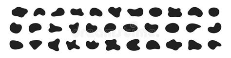 Liquids Blob Shape Set Of Black Icons Isolated On White Background Flat Vector Stock