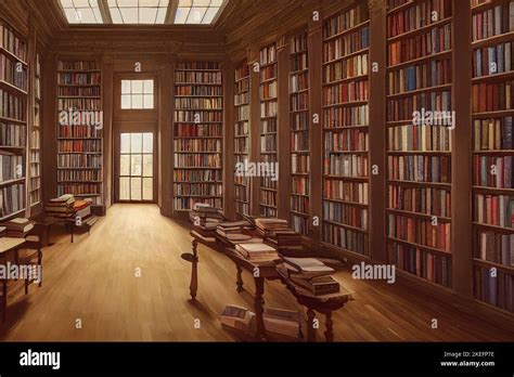 Library Shelves With Old Books Illustration Stock Photo Alamy