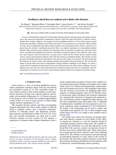 Pdf Oscillatory Chiral Flows In Confined Active Fluids With Obstacles