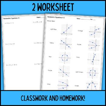 Graphing Parametric Equations Precalculus Activity For Review Sub Homework