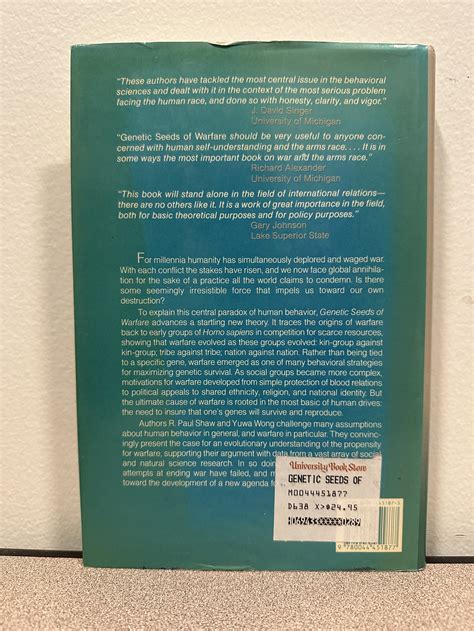 Shaw And Wong 1989 Genetic Seeds Of Warfare Evolution Nationalism And Patriotism