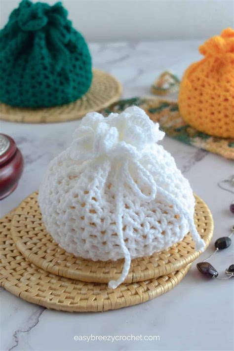 Small Crochet Drawstring Pouch Pattern Simple Crochet Drawstring Bag