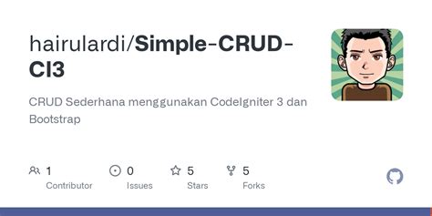 Github Hairulardi Simple Crud Ci3 Crud Sederhana Menggunakan Codeigniter 3 Dan Bootstrap