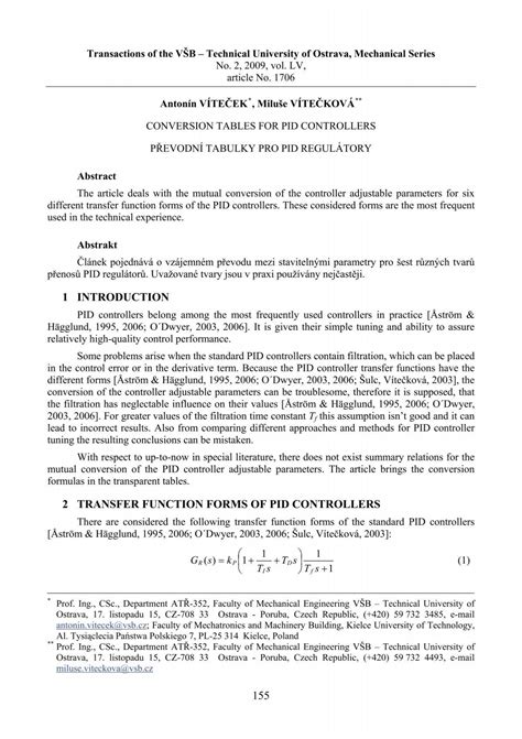 Conversion Tables For Pid Controllers Transactions