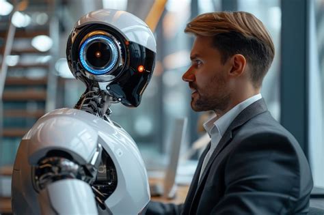 Premium Photo Intimate Conversation Between Man And Robot
