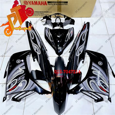 Yamaha Lc 135 125zr Lc V8 Y16 Cover Set Api Hitam Putih Sticker Black White Mx King 125z V1 V2