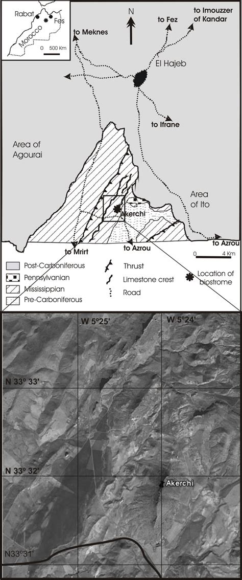 Location Of The Akerchi Outcrops Mapa De Localización De Los