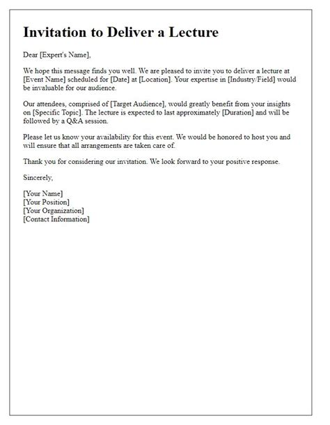 Letter Template For University Guest Lecture Invitation Free Samples In Pdf Letterin