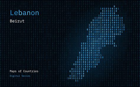 Lebanon Map Shown In Binary Code Pattern Tsmc Blue Matrix Numbers Zero